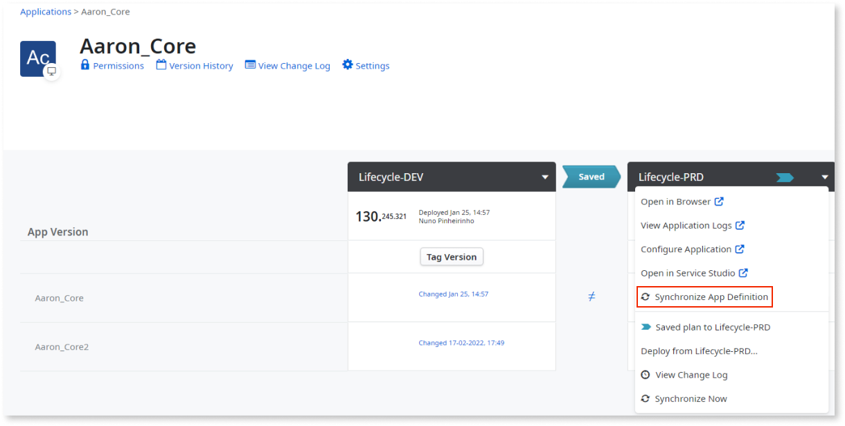 Synchronize app definition - OutSystems サポート