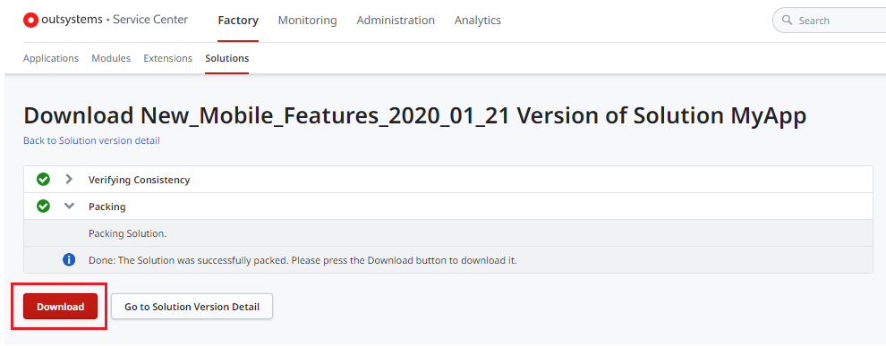 Deploy applications through Service Center - OutSystems Support