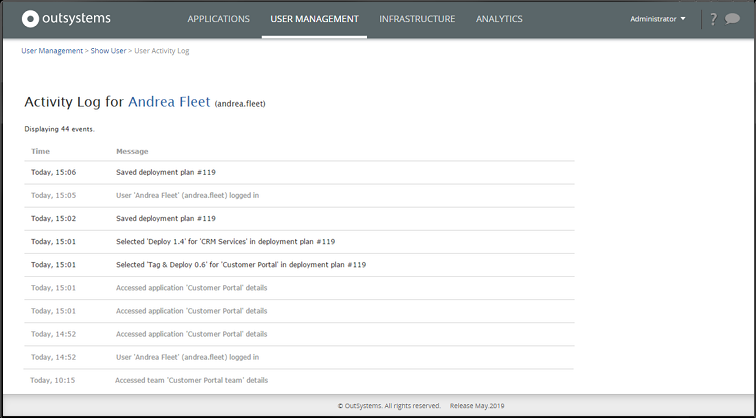 Monitor Usage with Audit Logs - OutSystems 11 Documentation