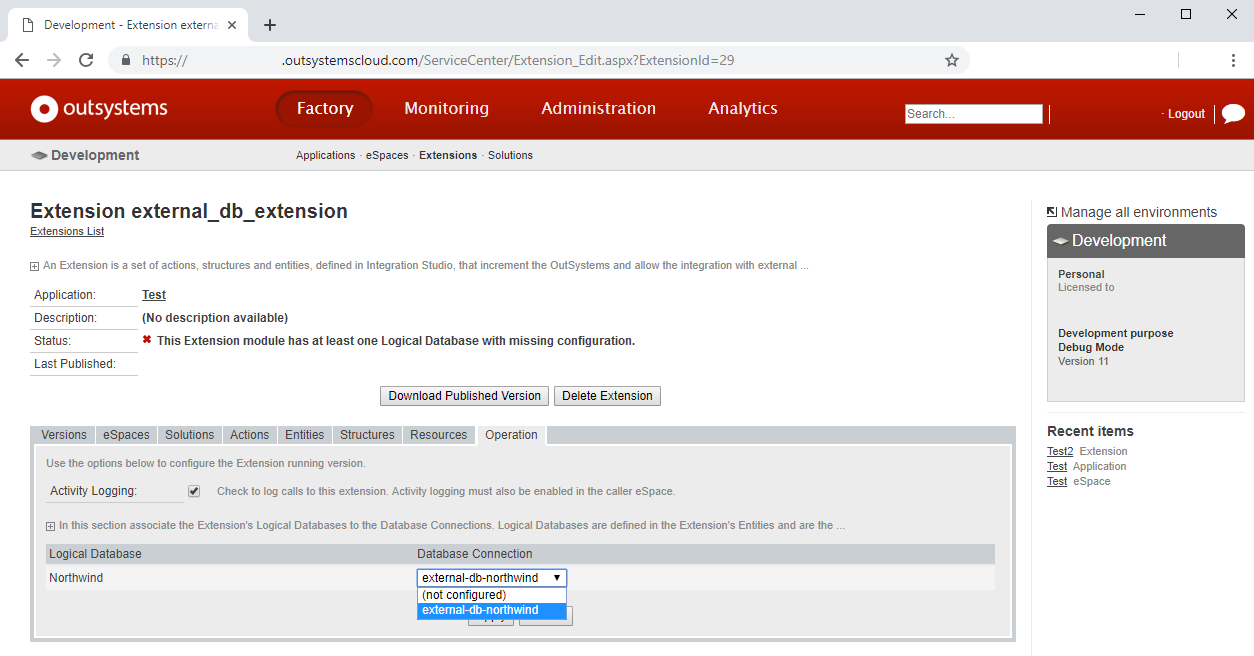 Integrate with an External Database - OutSystems 10 Documentation