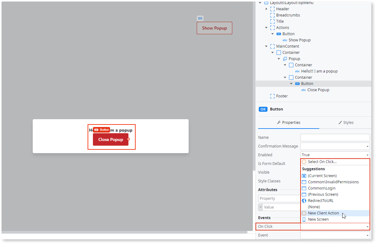 ポップアップを作成して使用する - OutSystems 11 ドキュメンテーション
