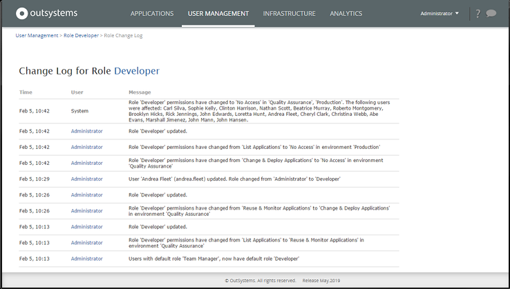 Monitor Usage with Audit Logs - OutSystems 11 Documentation