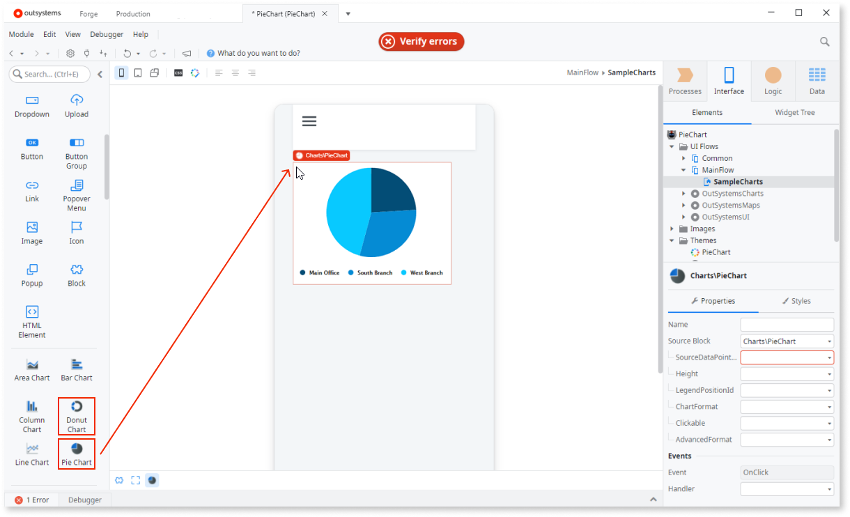 円グラフやドーナツグラフを作成する - OutSystems 11 ドキュメンテーション