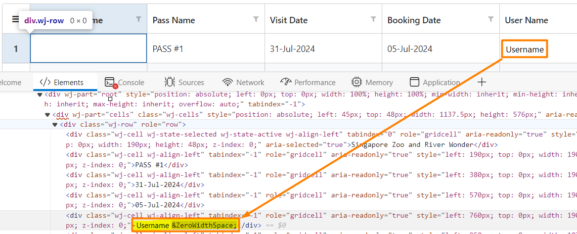 ZeroWidthSpace found in user name when inspecting HTML - OutSystems サポート