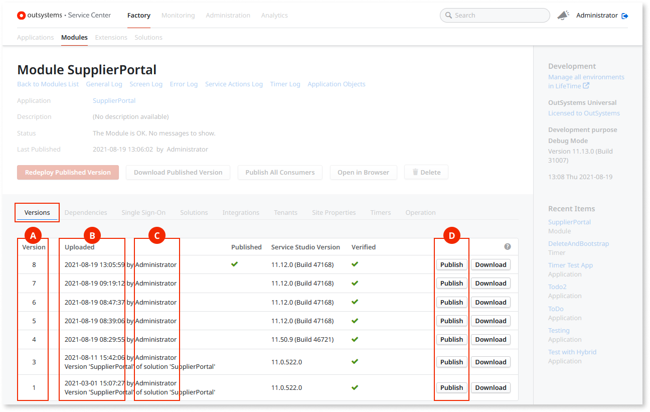 ALM in OutSystems: configuration management - OutSystems 11 Documentation