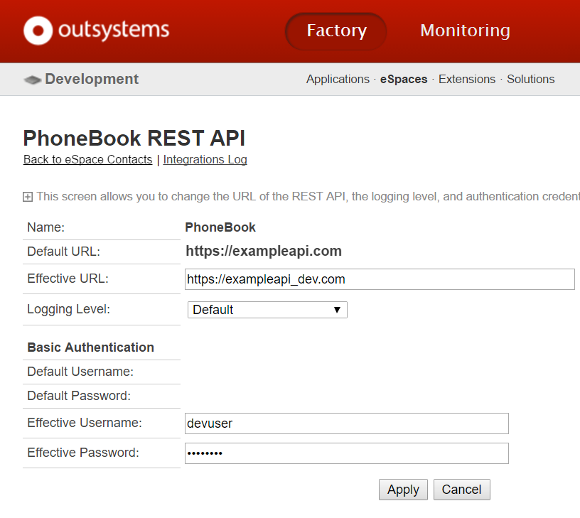 Configure a Consumed REST API at Runtime - OutSystems 10 Documentation