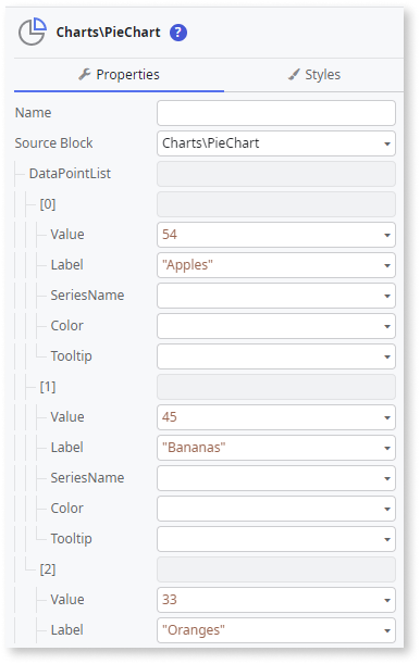 PieChart - OutSystems 11 ドキュメンテーション