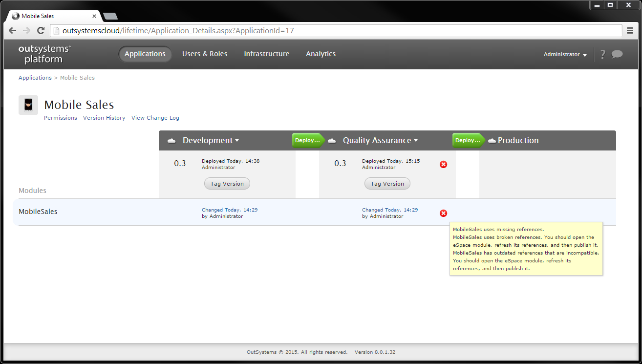 Repair Deployed Applications - OutSystems 11 Documentation