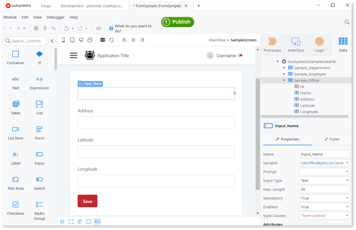 フォームのフィールドを検証する - OutSystems 11 ドキュメンテーション