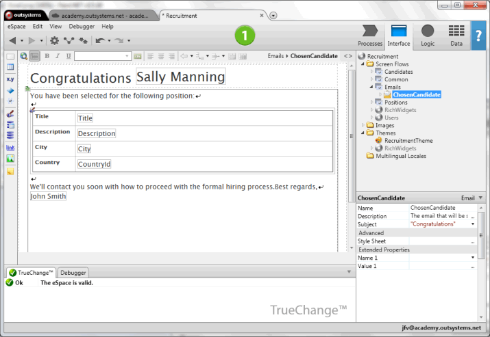 Send an Email From a Traditional Web Application - OutSystems 11 ドキュメンテーション