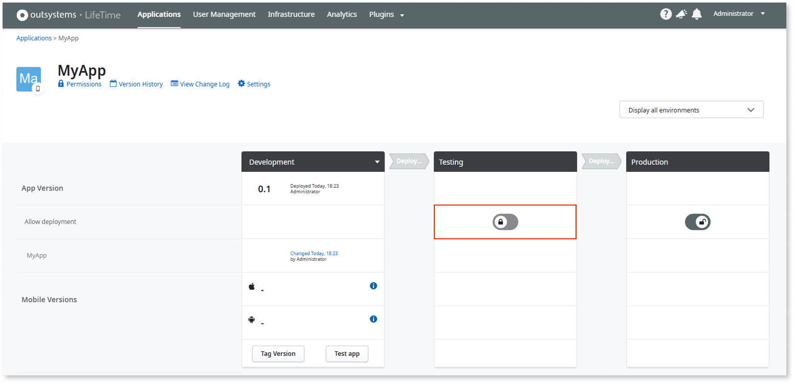 Block an app from deployment - OutSystems 11 Documentation
