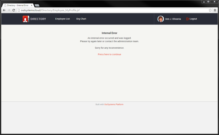 アプリケーションエラーをトラブルシューティングする - OutSystems 10 ドキュメンテーション