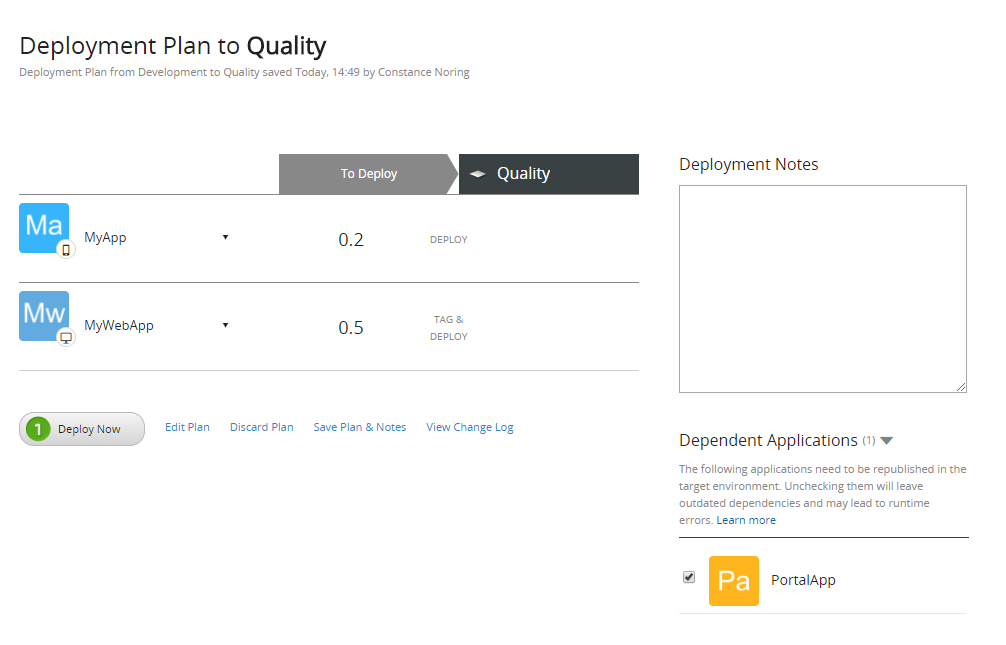 Deploy an application with dependencies - OutSystems 11 Documentation