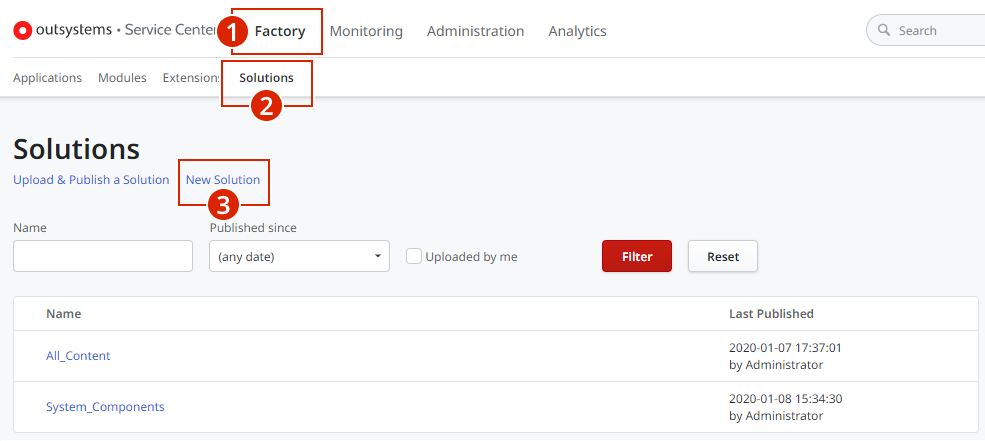 Deploy applications through Service Center - OutSystems サポート