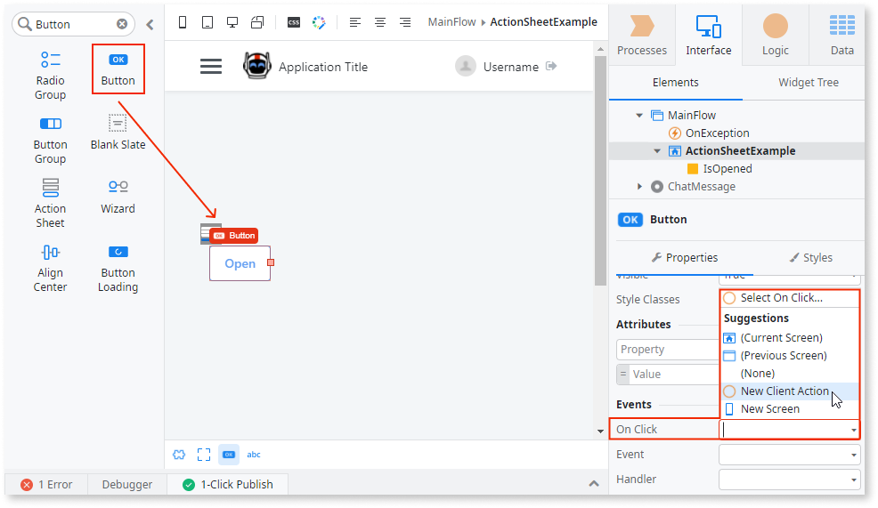 Action Sheet - OutSystems 11 Documentation