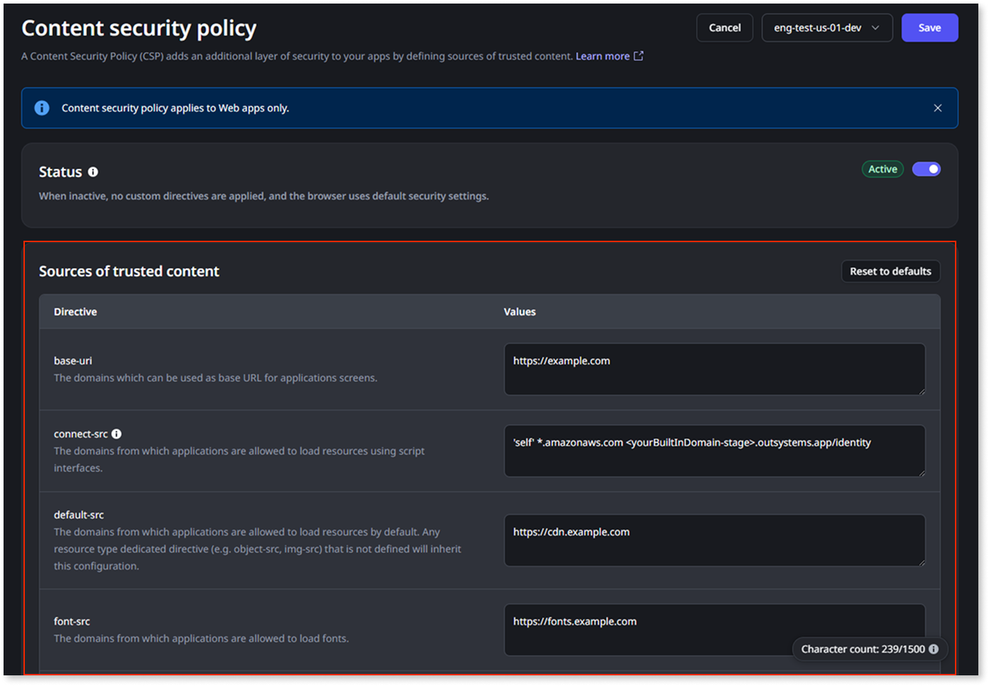 Content security policy - ODC Documentation