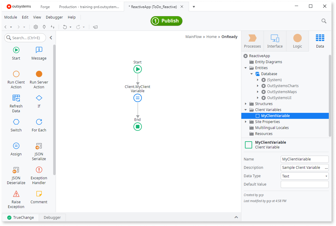 アプリ間でクライアント変数を共有する - OutSystems 11 ドキュメンテーション