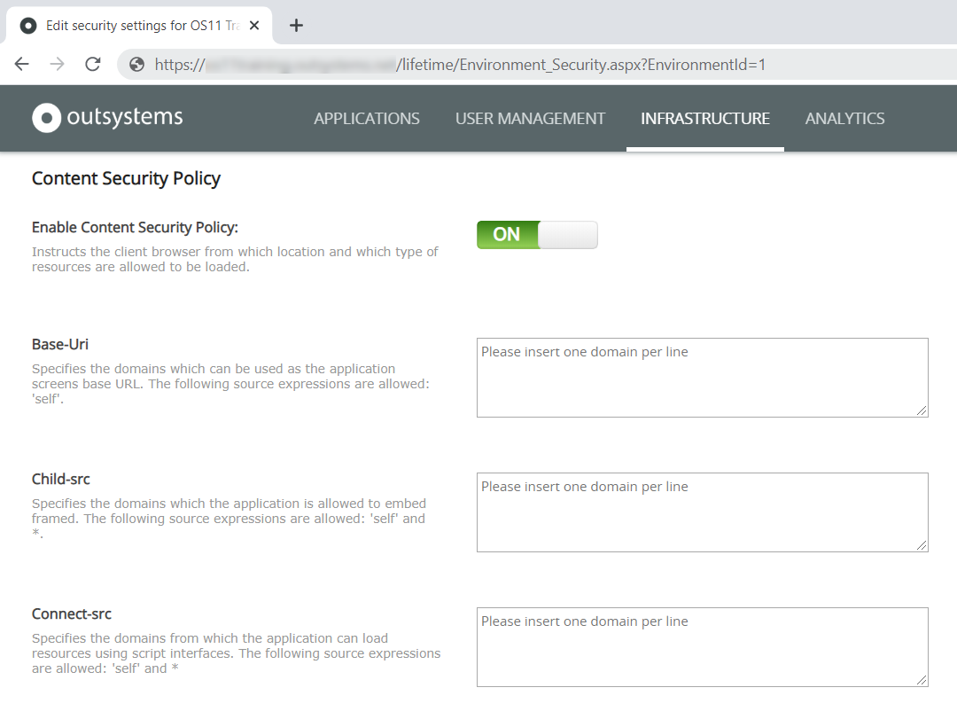 Apply Content Security Policy - OutSystems 10 Documentation