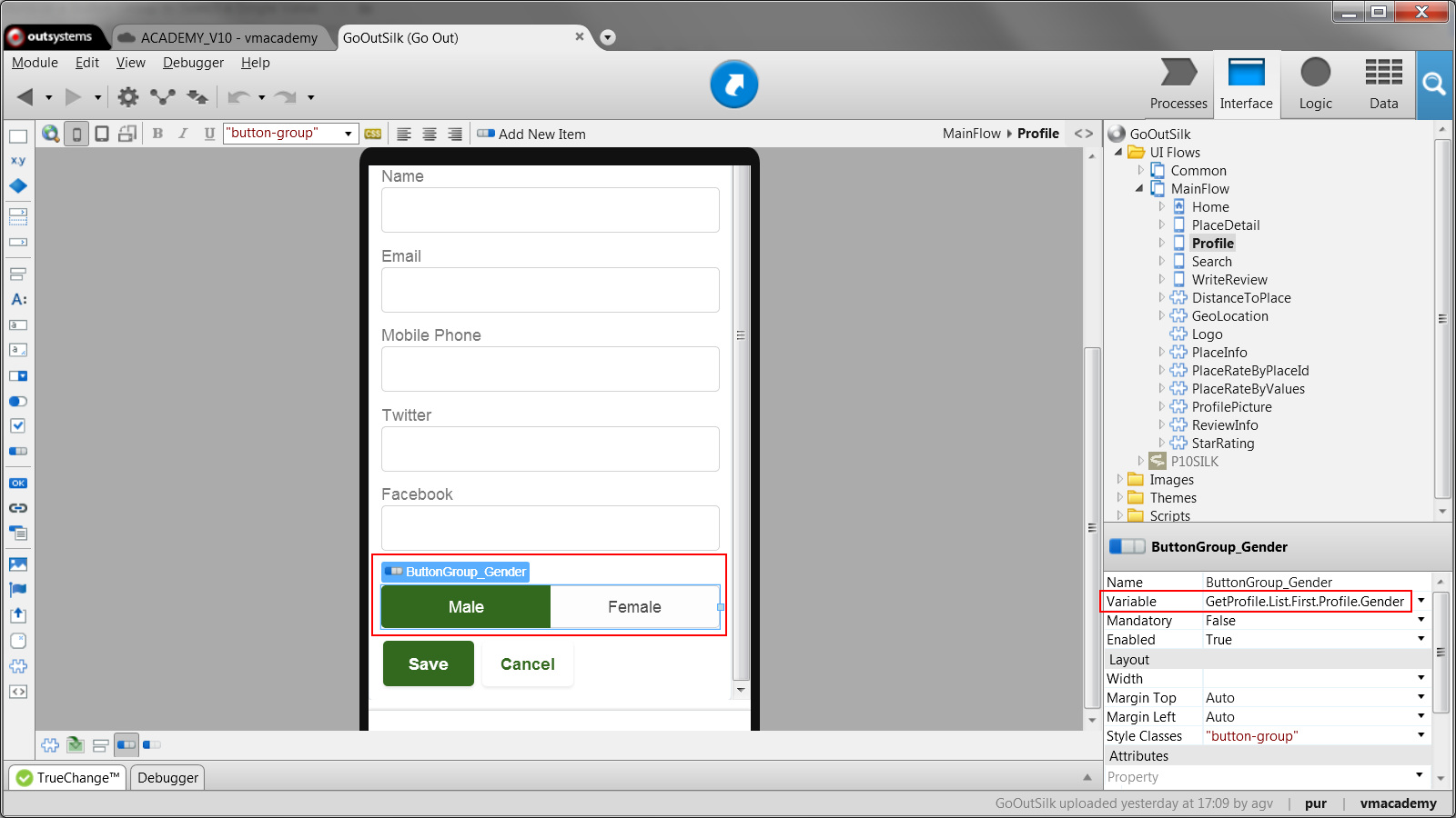 Pick Only One Option in a Group of Choices - OutSystems 10 Documentation