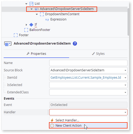 Dropdown Server Side - OutSystems 11 ドキュメンテーション
