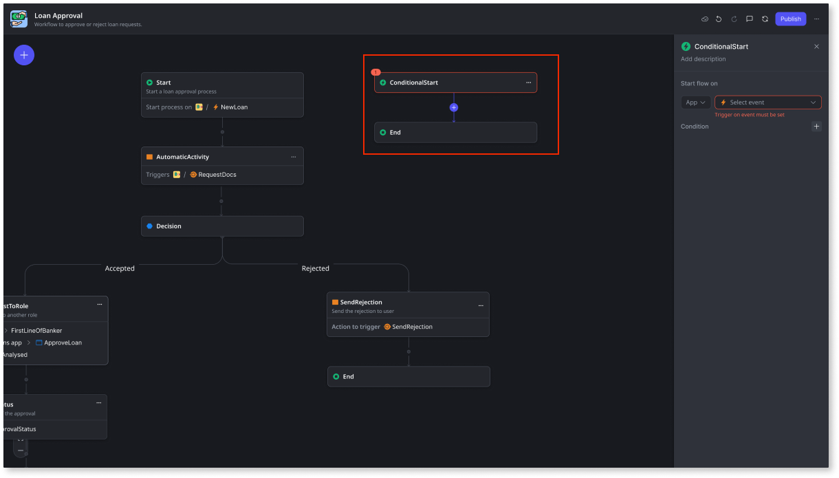 Start a workflow based on specific conditions - ODC Documentation