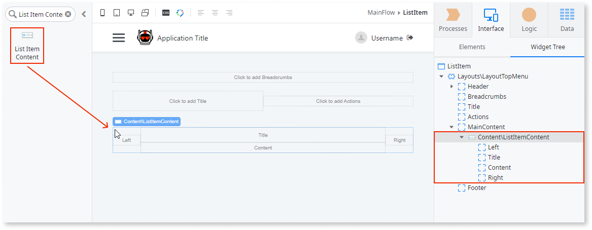 List Item Content - OutSystems 11 ドキュメンテーション