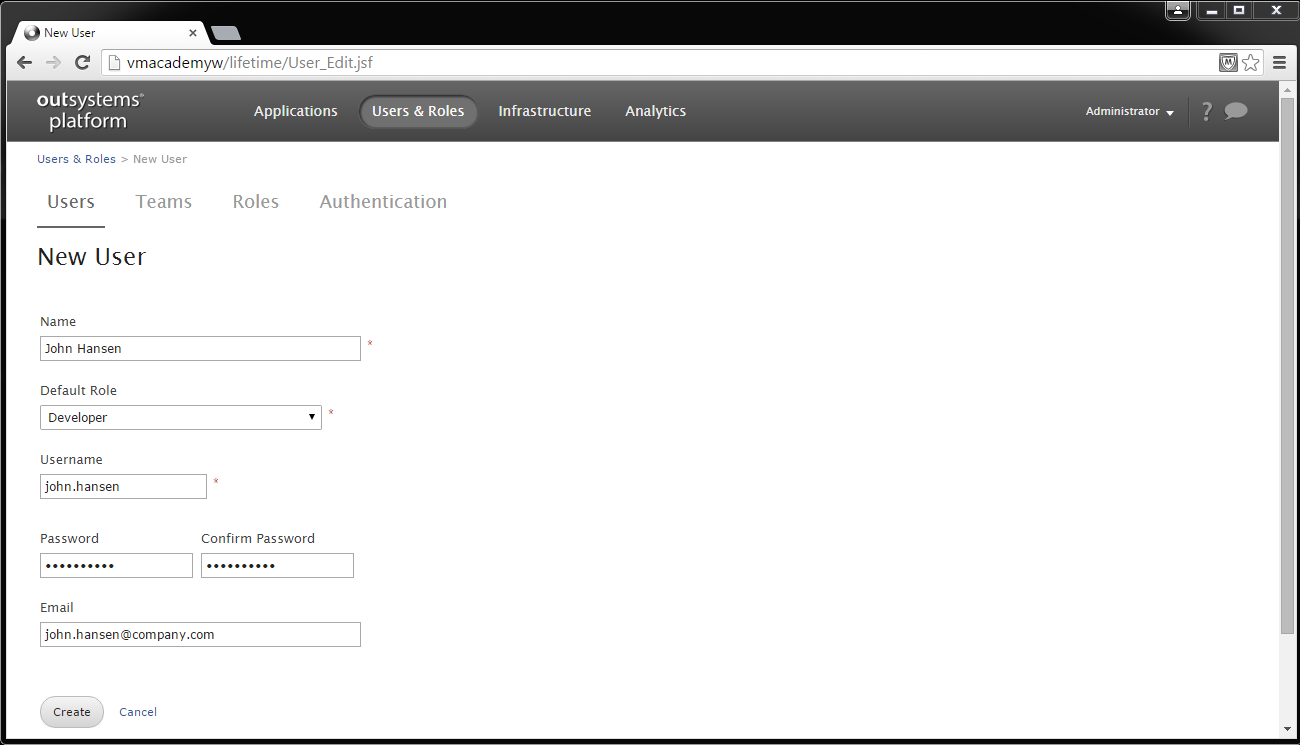 Create an IT User - OutSystems 10 Documentation