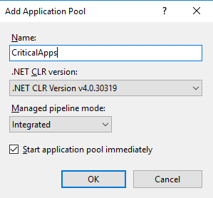 Move an app to another application pool on IIS - OutSystems Support