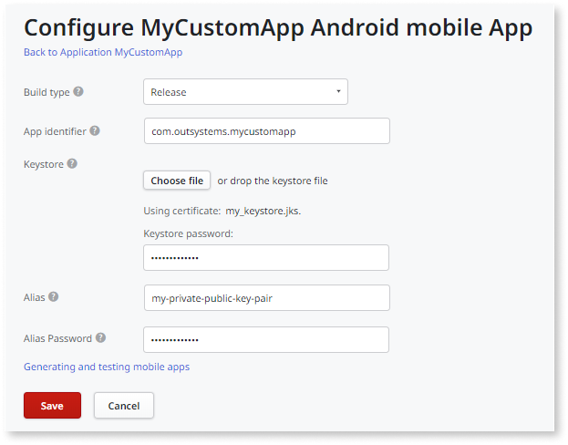 Generate and distribute your mobile app - OutSystems 11 Documentation