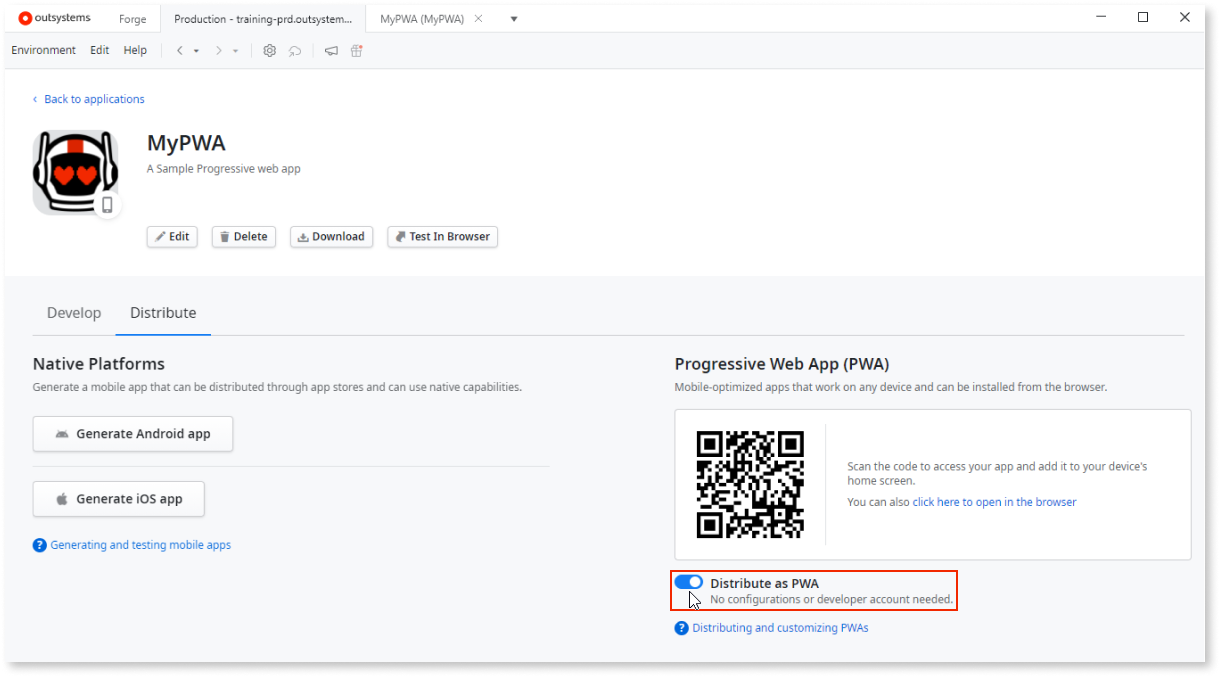 Distribute as a progressive web app - OutSystems 11 Documentation