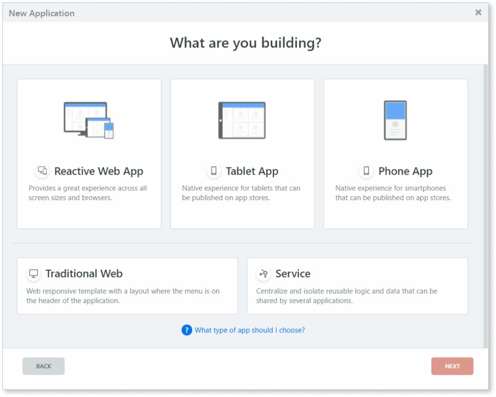 Choose the right app for your project - OutSystems 11 Documentation