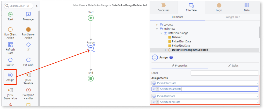 Date Picker Range - OutSystems 11 ドキュメンテーション