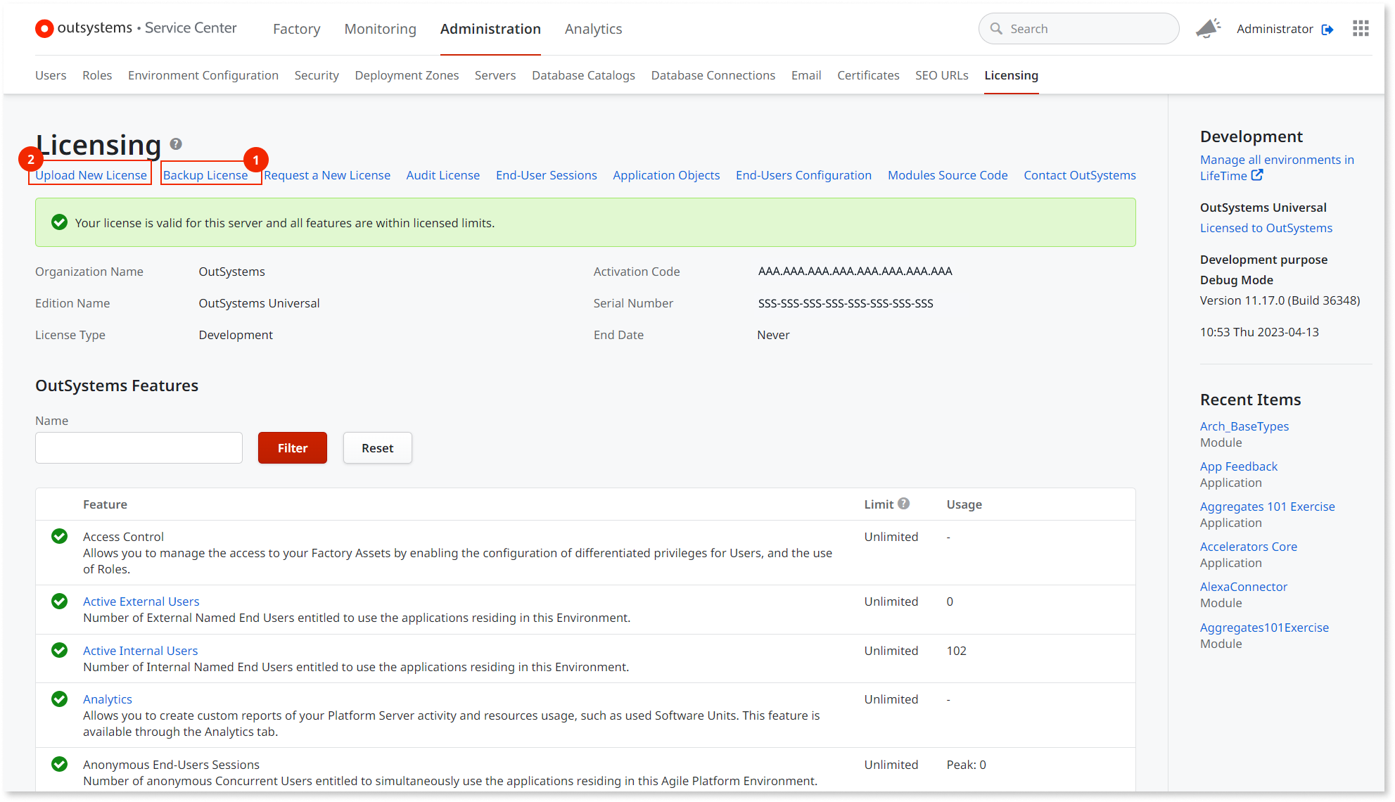 How to install a license file - OutSystems Support