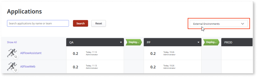 LifeTime environment filters - OutSystems 11 Documentation