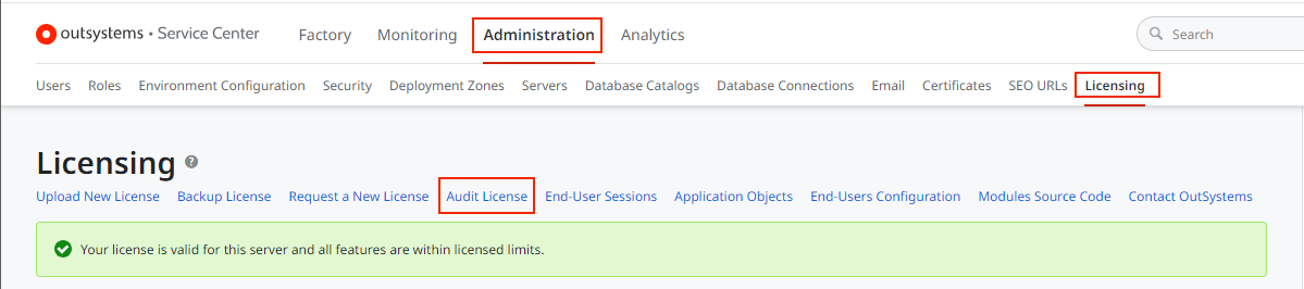License verification - OutSystems Support
