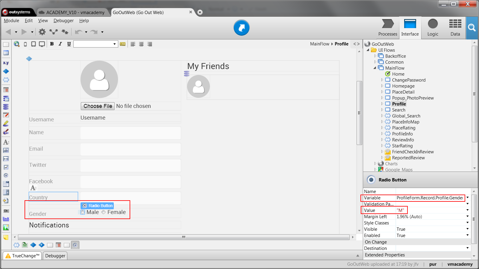 Pick Only One Option in a Group of Choices - OutSystems 10 Documentation
