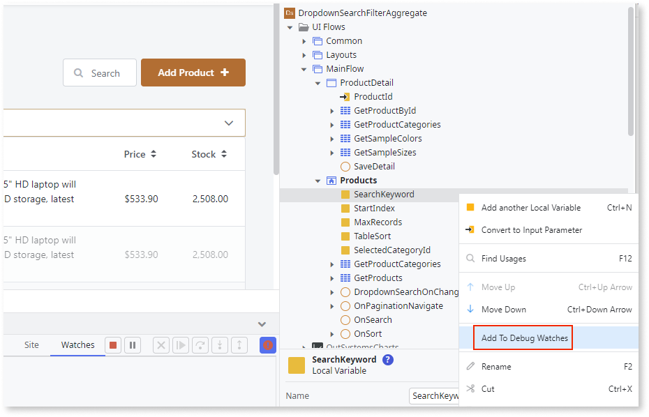 Watches - OutSystems 11 Documentation