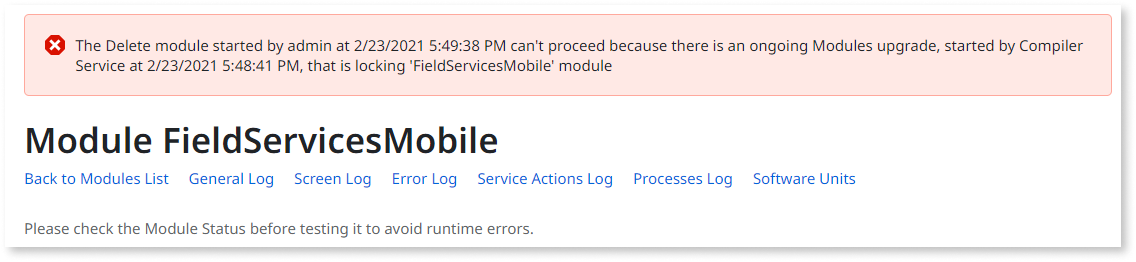 Possible errors related to modules preparation - OutSystems 11 ...