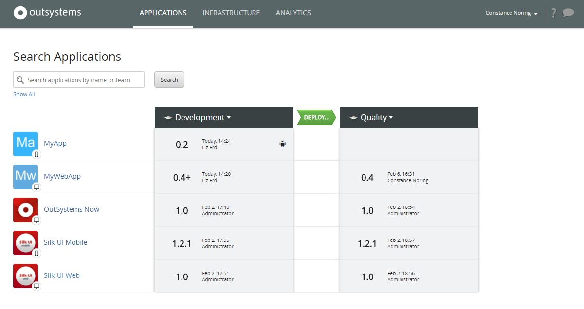 Deploy an Application with Dependencies - OutSystems 10 Documentation