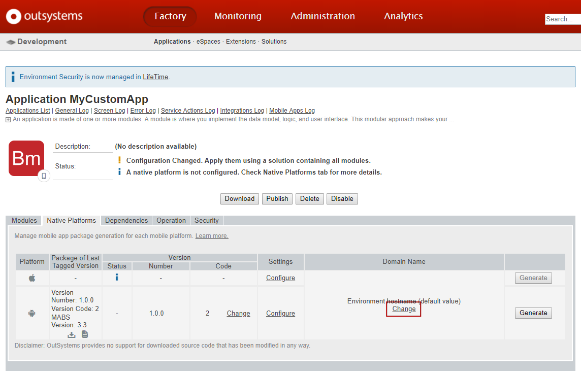 Generate and Distribute Your Mobile App - OutSystems 10 Documentation