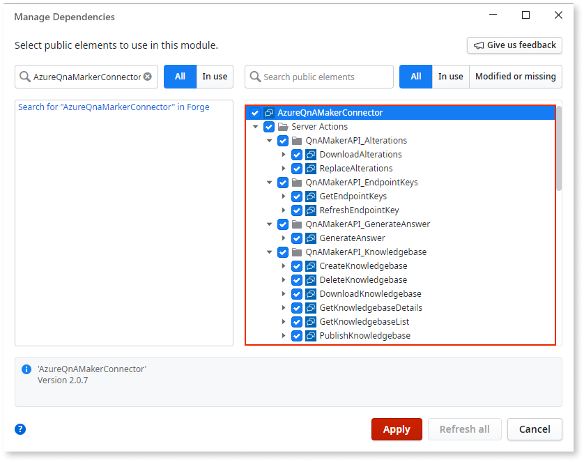 Use the Azure QnA Maker Connector in OutSystems apps - OutSystems 11 Documentation