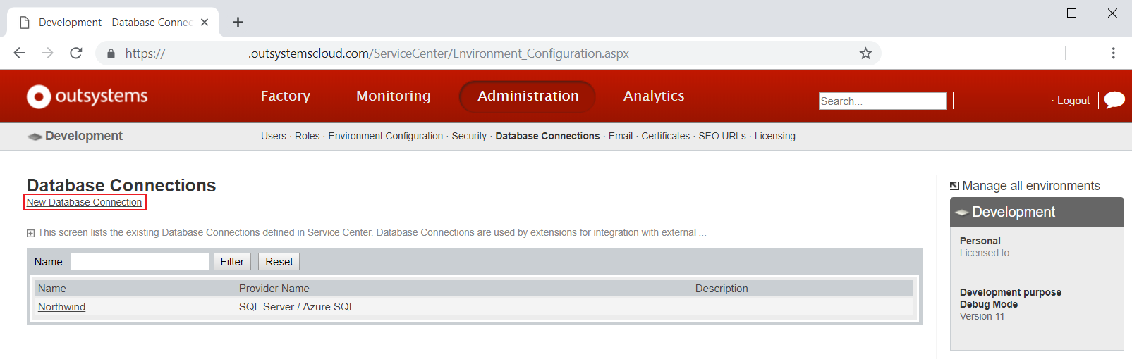 Integrate with an External Database - OutSystems 10 Documentation