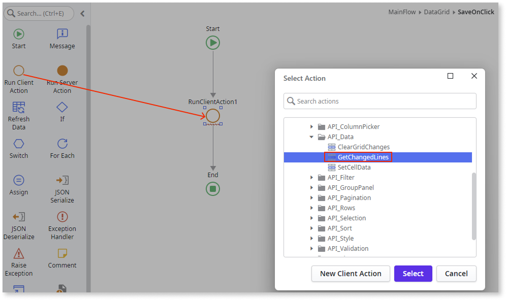 Save changes in OutSystems Data Grid - ODC Documentation