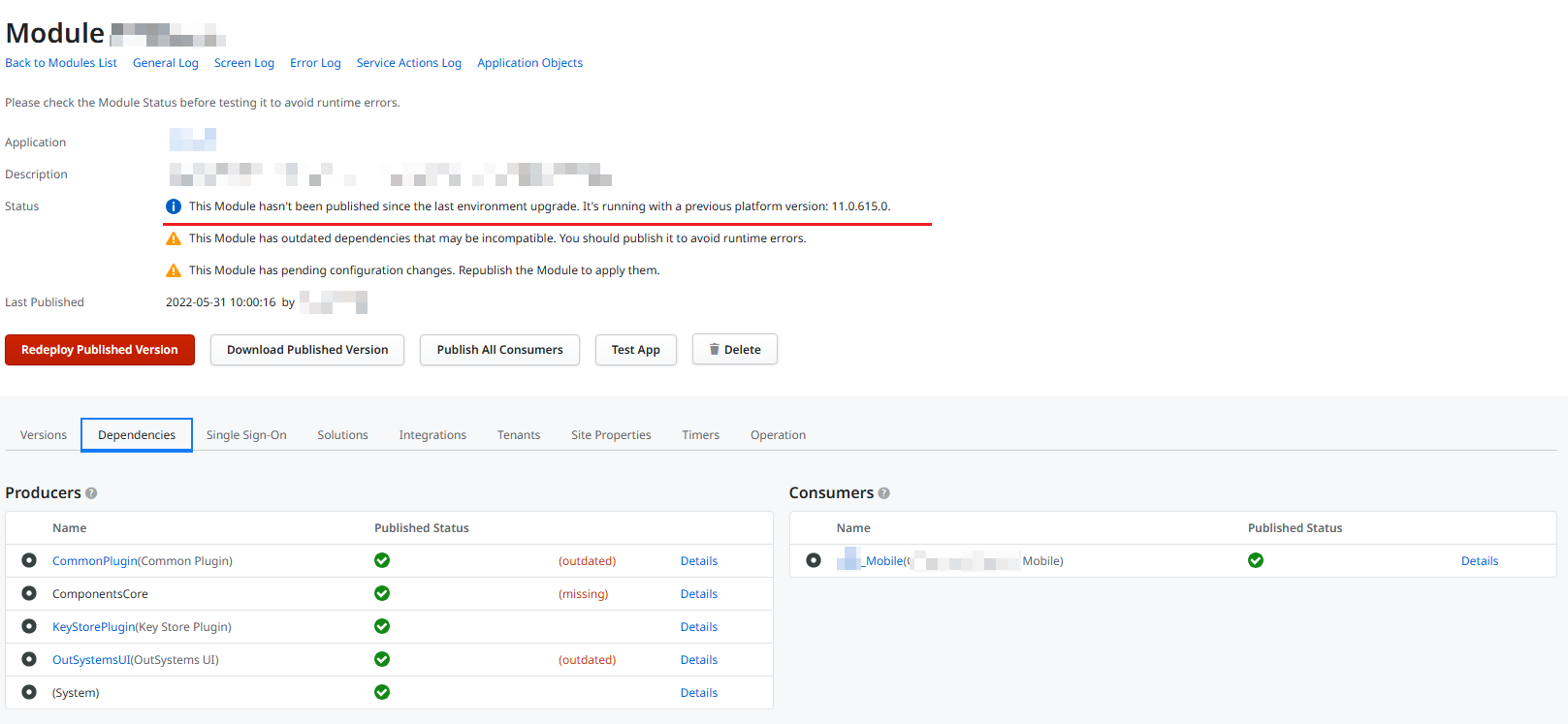 Rollback not possible manifest error - OutSystems サポート