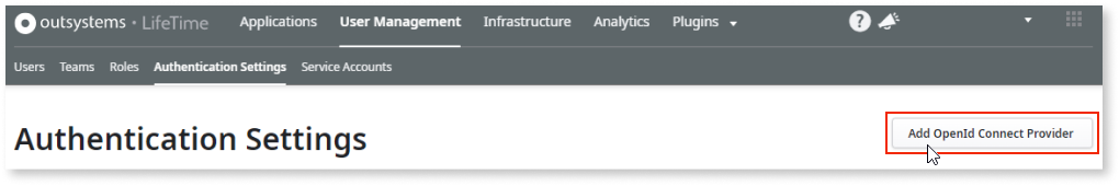Lifetime認証を構成する - OutSystems 11 ドキュメンテーション