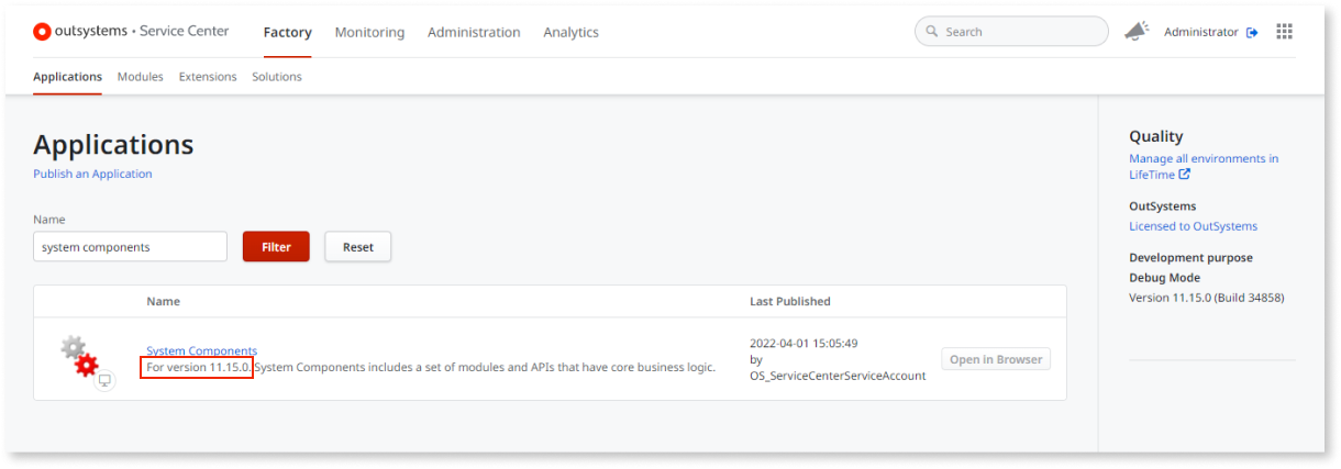 Check what OutSystems version you are using - OutSystems Support