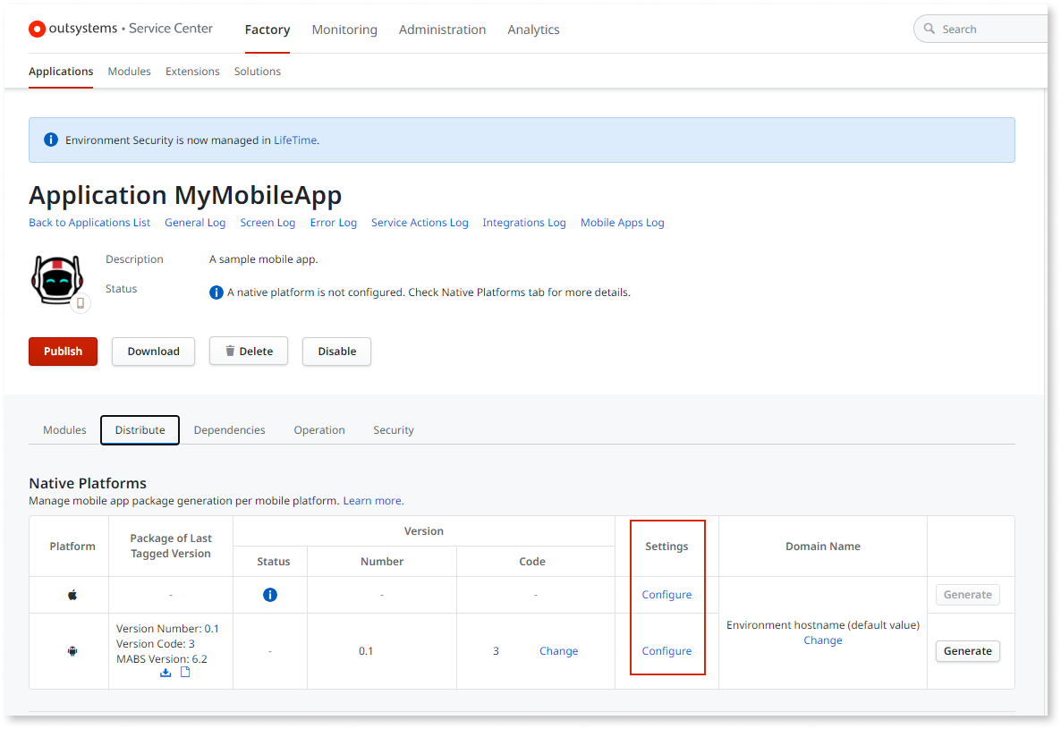 Generate and distribute your mobile app - OutSystems 11 Documentation