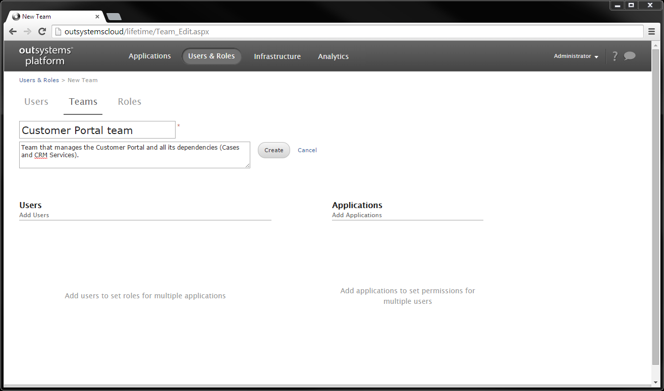 Create an IT Team - OutSystems 10 Documentation