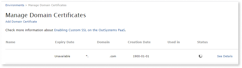 Use your SSL domain in OutSystems Cloud - OutSystems 11 Documentation
