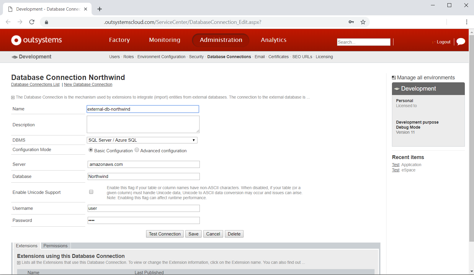 Integrate with an External Database - OutSystems 10 Documentation